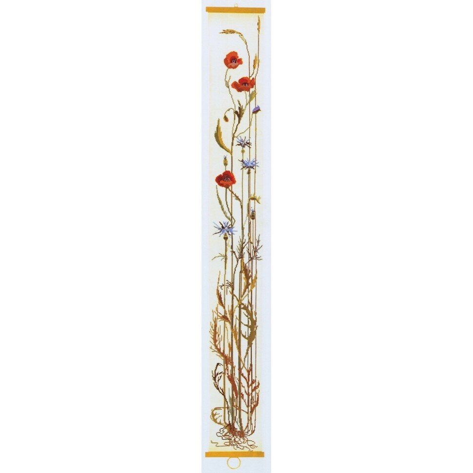 Набор для вышивания Thea Gouverneur #842 Poppy Bell Pull (Мак и колокольчик), Счетный крест, 40 x 50 см