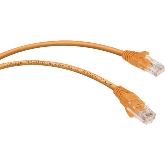 Патч-корд Cabeus U/UTP PC-UTP-RJ45-Cat.6-5m-OR категория 6, 2xRJ45/8p8c, неэкранированный, оранжевый, PVC, 5м