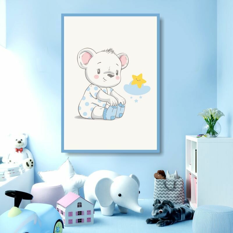 Постер Мишка И Звездочка Для Детской Вертикальный 30х40 см в тубусе ПолиЦентр