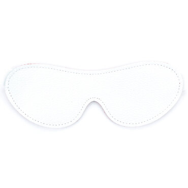 45858 BDSM Арсенал Маска из кожи, бело-красная. С креплением в виде резинки