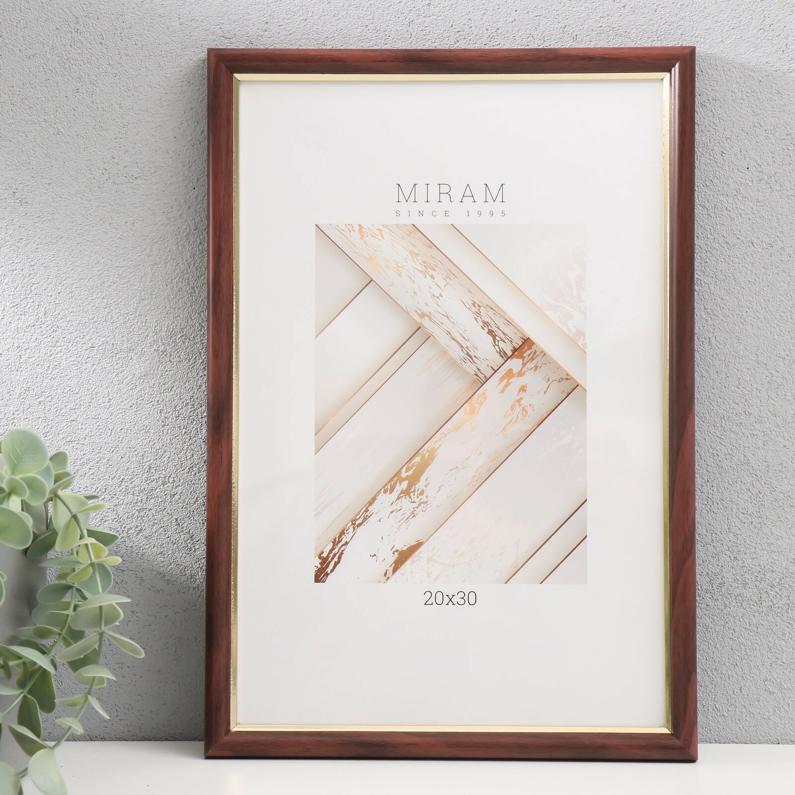 Фоторамка "мирам", 20х30 см, пластиковый экран, коричневая с золотом