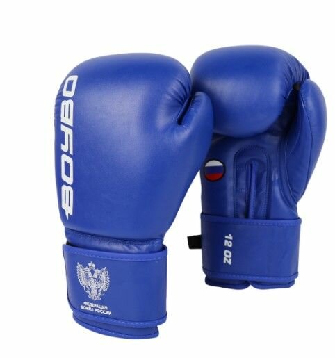 Перчатки боксерские BoyBo TITAN IB-23-1 кожа (одобрены ФРБ), синий (12 OZ)