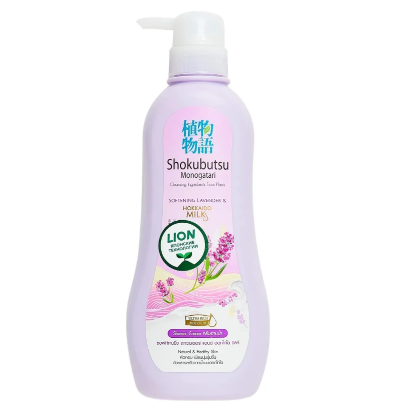Lion Thai Shokubutsu Крем-гель для душа Лаванда и молочко Хокайдо 500 мл