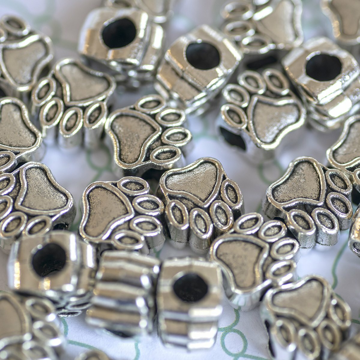 Евробусины 10 шт./ Металлические бусины с большим отверстием, размер 11х11х8 мм, цвет античное серебро