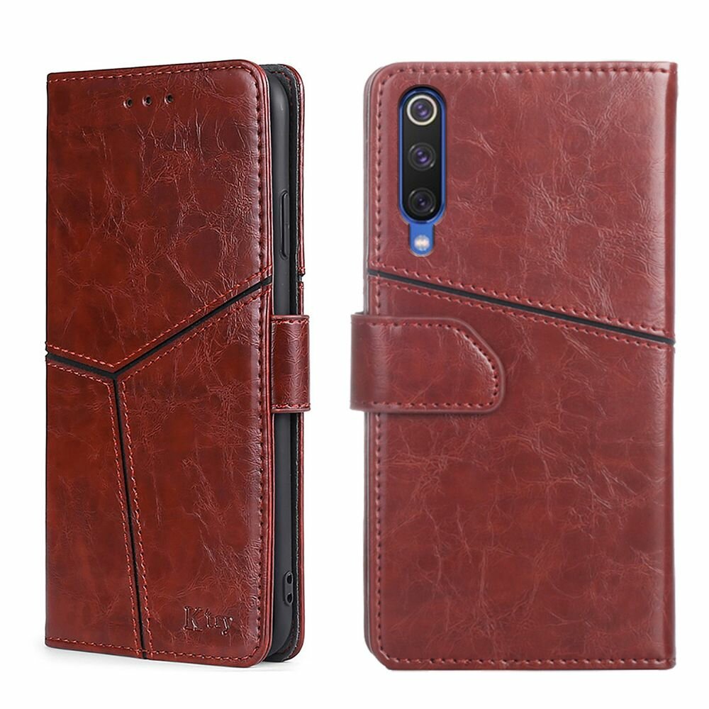 Чехол-книжка MyPads для Xiaomi Mi 9 SE / Сяоми Ми 9SE (коричневый красный)