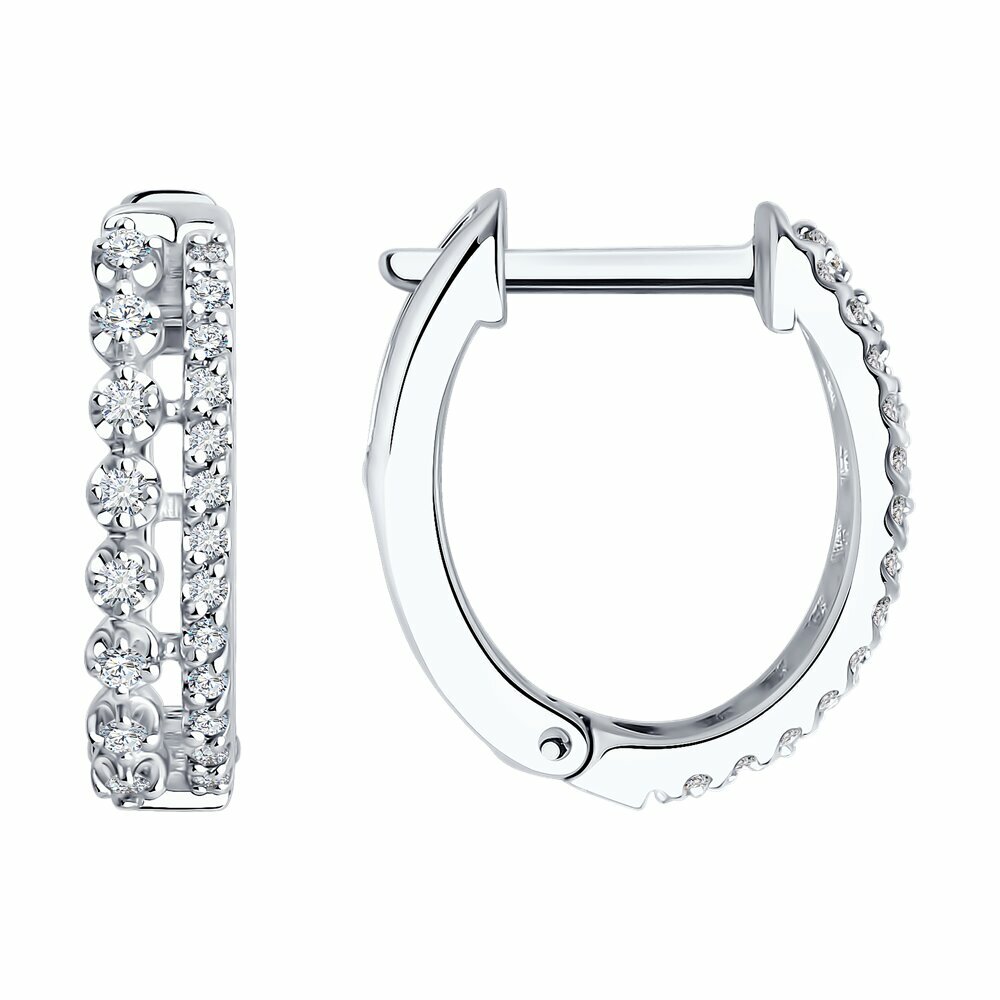 Серьги, белое золото, 585 проба, бриллиант