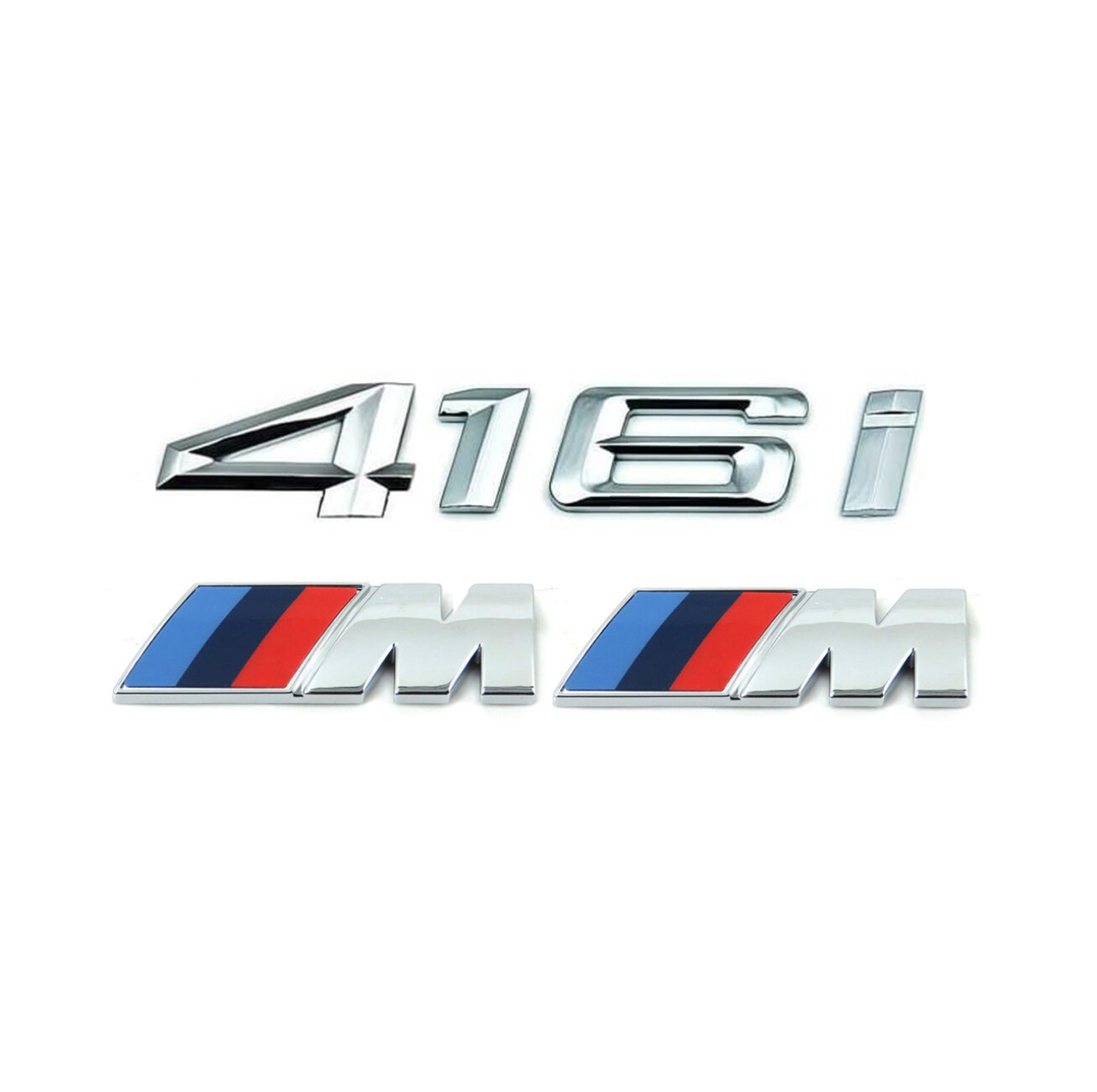Комплект: шильдик на багажник длям BMW 418d + 2 эмблемы на крыло M-performance хром