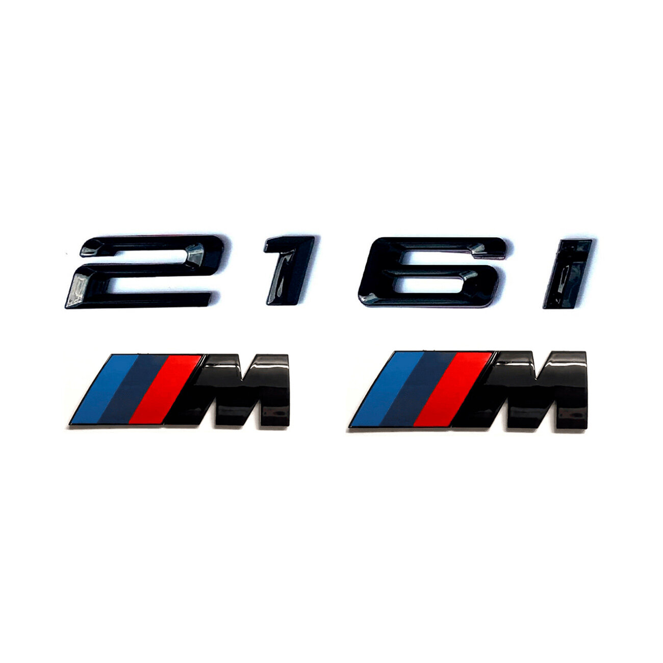 Комплект: шильдик на багажник 216 i для BMW 2 ой серии + 2 эмблемы на крыло M-performance черный мат