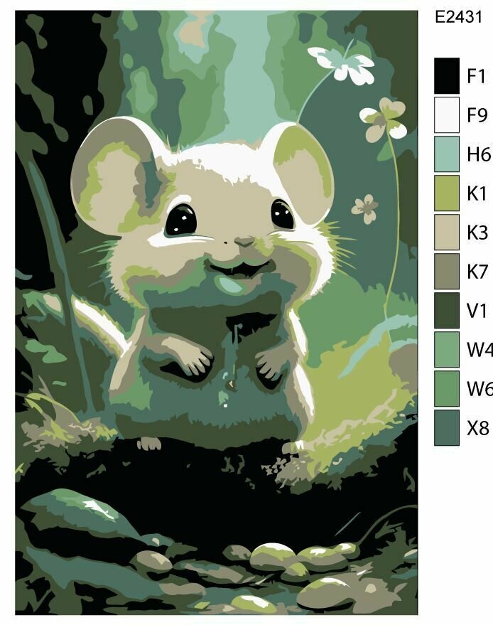 Детская картина по номерам E2431 "Улыбчивый хомячок" 20x30