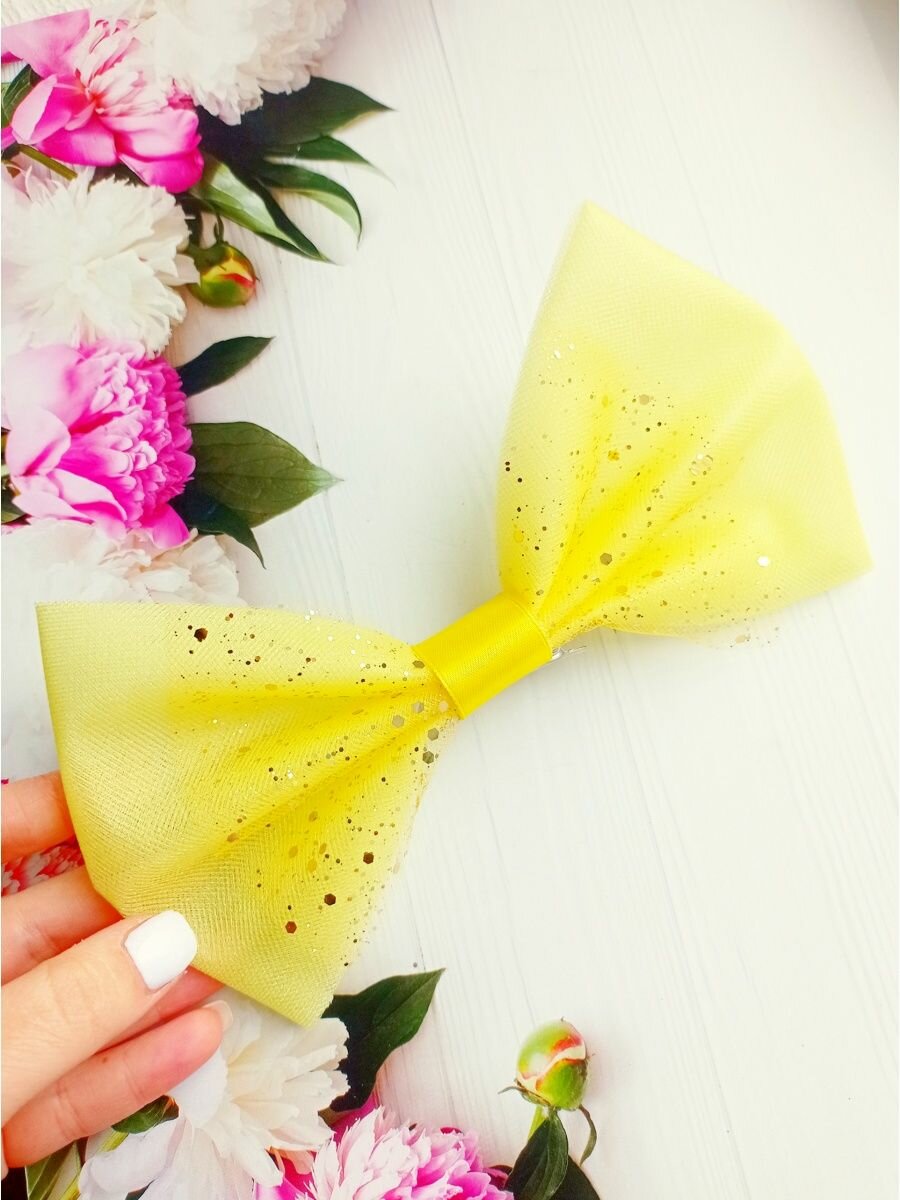Бант LERANA "Кукла", ручной работы, жёлтый, фатиновый, длина 22 см