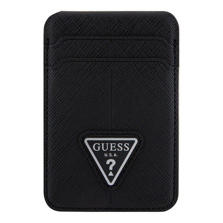Guess картхолдер для iPhone Wallet Cardslot MagSafe PU Saffiano Triangle metal logo Black