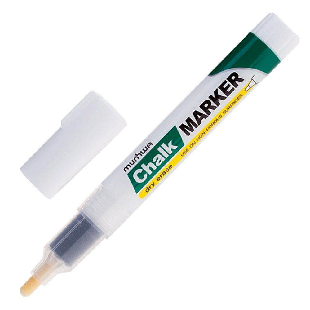 Маркер меловой MUNHWA "Chalk Marker", 3 мм, белый, сухостираемый, для гладких поверхностей, CM-05