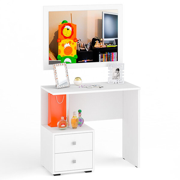 Камелия Стол косметический + Зеркало, цвет белый