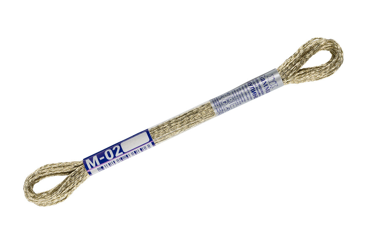 Мулине "Gamma" NM металлик 100% полиэстер 8 м М-02 св. золотой