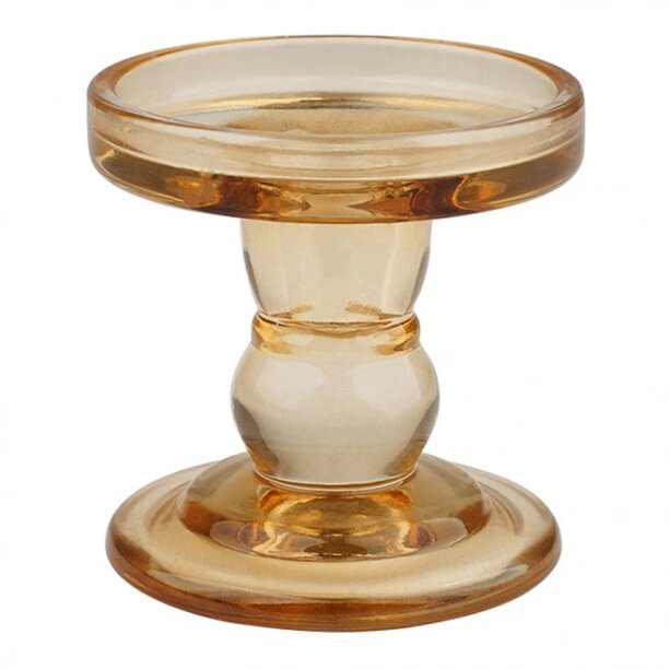 Подсвечник стеклянный 8,5х8,5 см бежевый