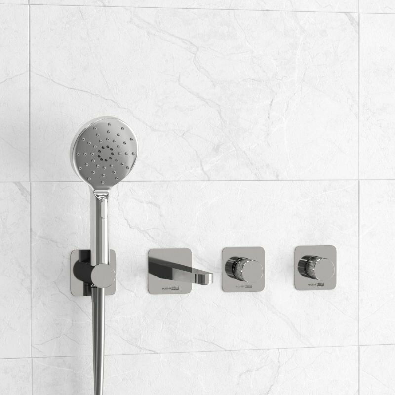 Смеситель для ванны с душем встраиваемый WasserKRAFT, хром