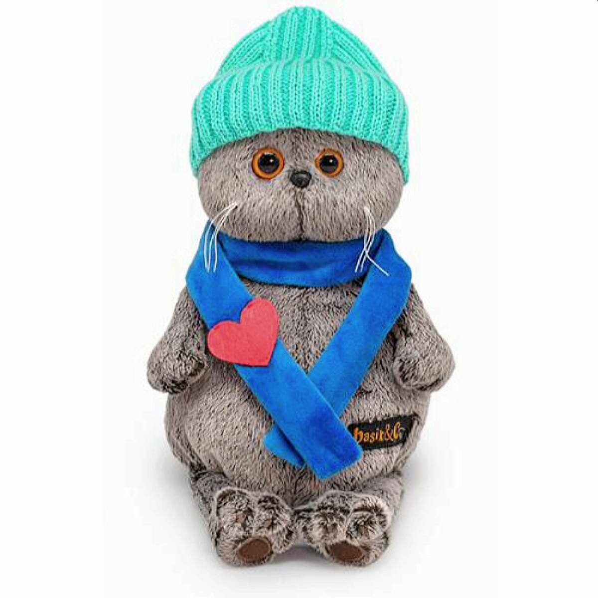 Budi Basa Мягкая Игрушка Кот Басик в шапке и шарфе с сердечком (30см, в подарочной коробке) Ks30-250, (ООО "МПП")