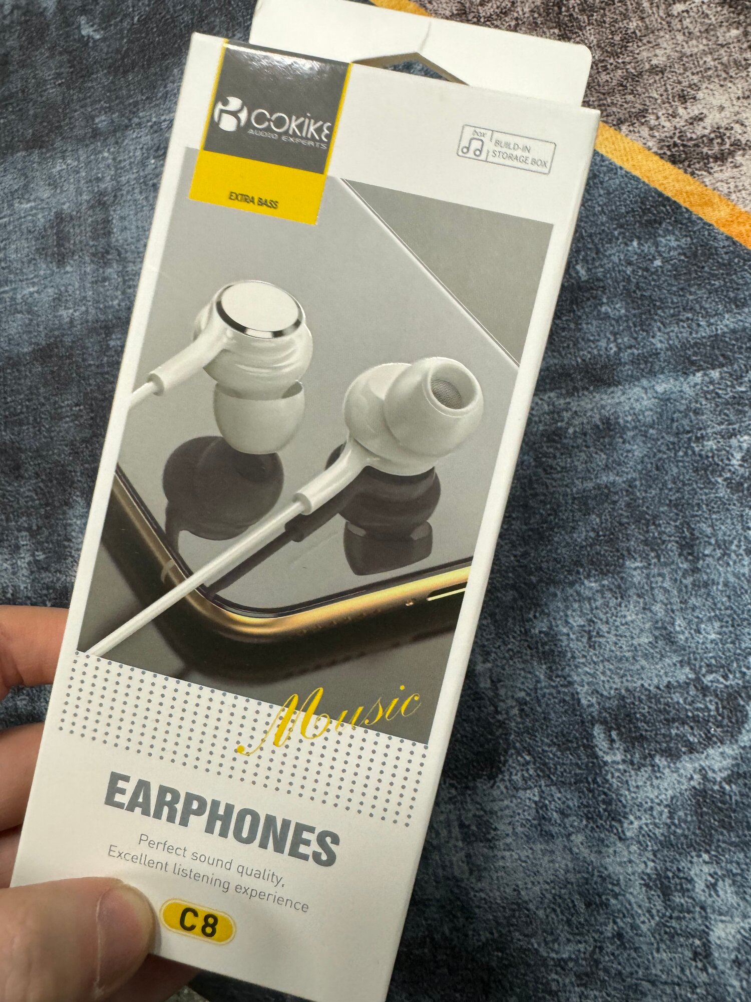 Проводные наушники капельки с микрофоном Cokike C8 (116 Дцб / 130см / 16 Ом) разъем 3.5мм, магнитолы, радио, MP3-плеера