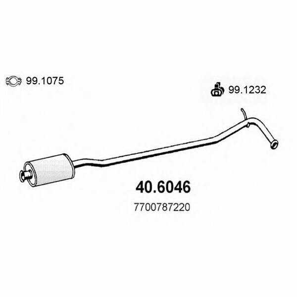 Средний глушитель выхлопных газов, ASSO 40.6046 (1 шт.)