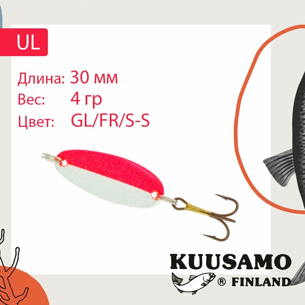 Блесна для рыбалки Kuusamo UL 1 30/4,0 GL/FR/S-S (колеблющаяся)