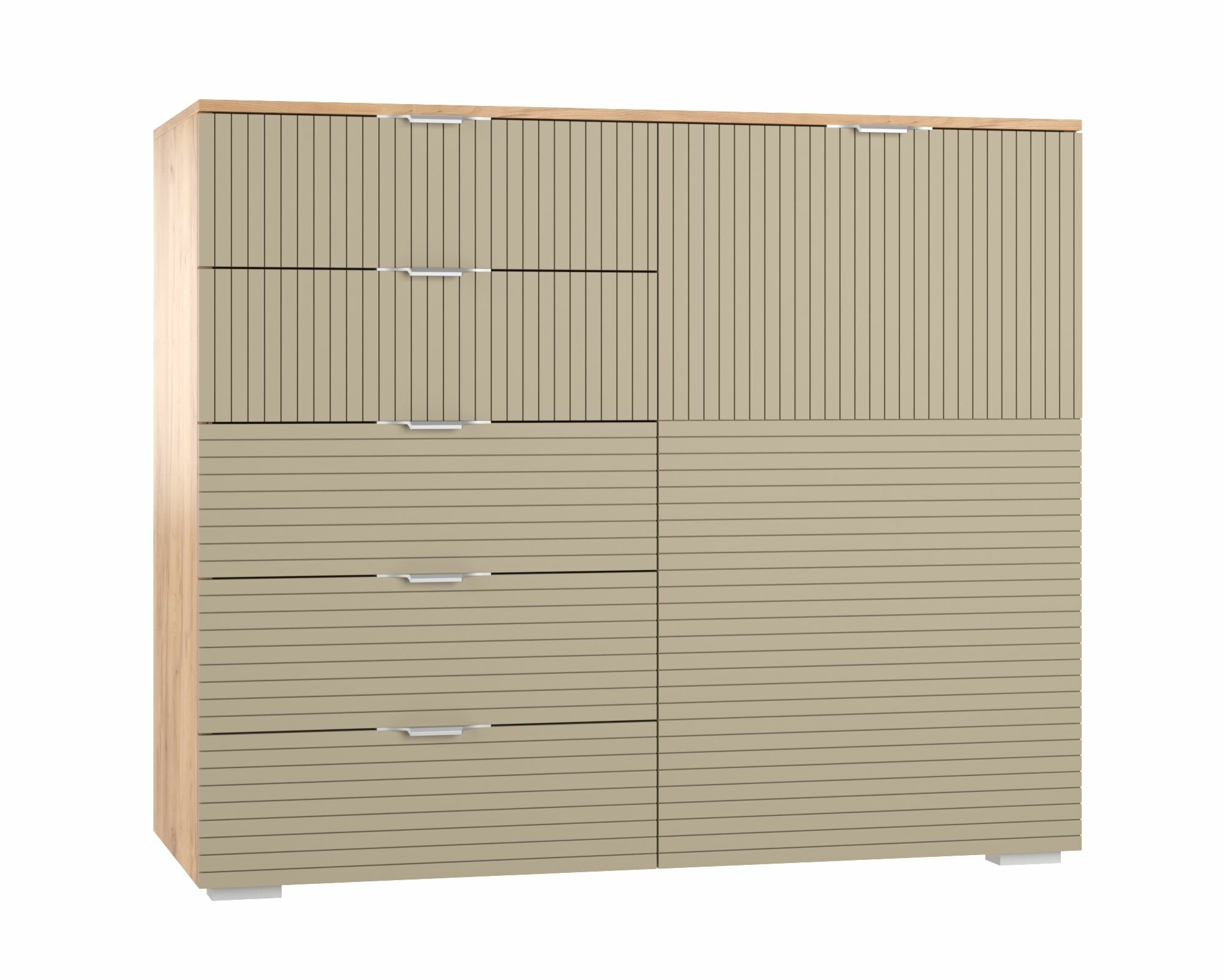 Комод для вещей "Аметист 5" 120х100х50, дуб крафт золотой / мокко