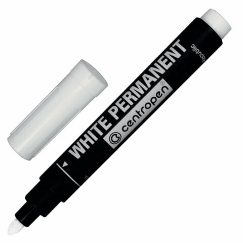 Маркер перманентный Centropen для любой поверхности, круглый, 2,5 мм, белый (8586/Б)