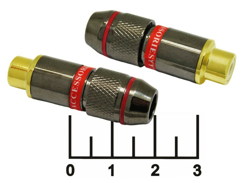 Разъем RCA гнездо на кабель gold красный