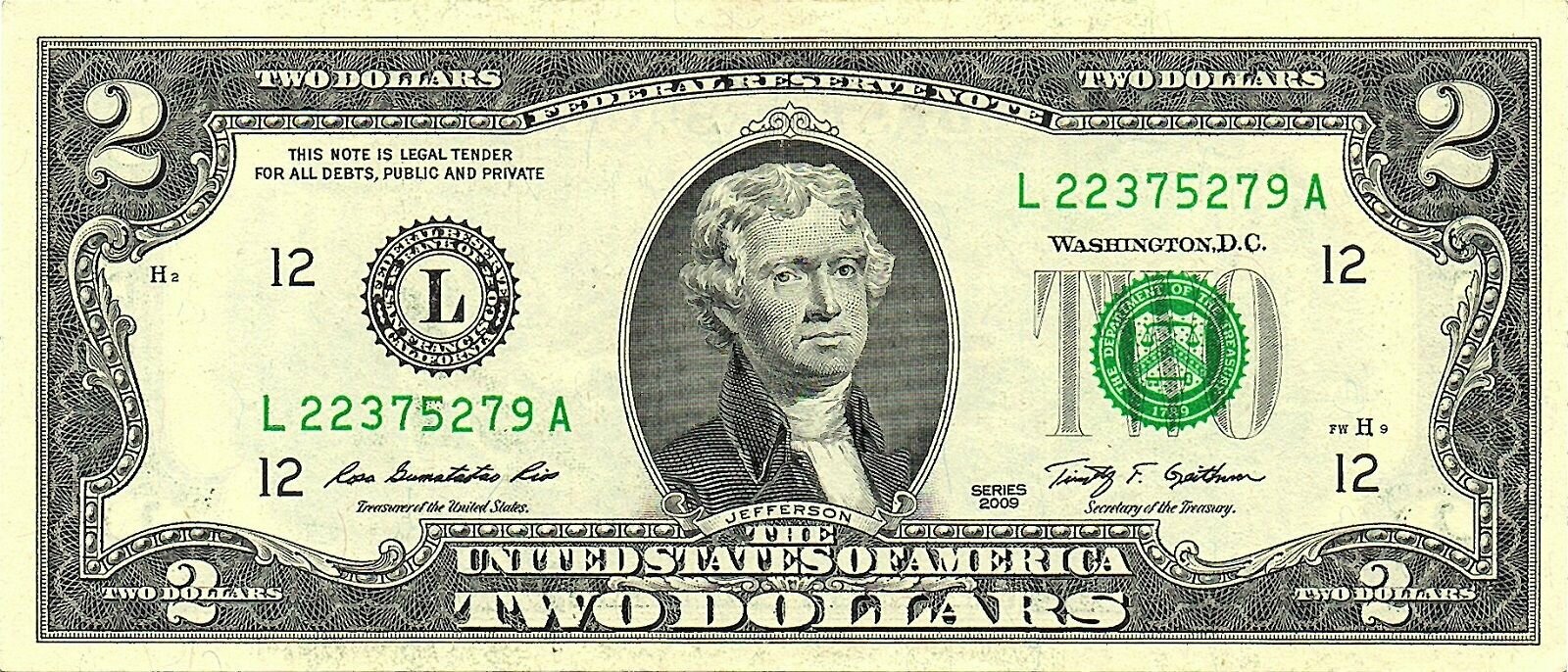 2 доллара 2009 года США 5279