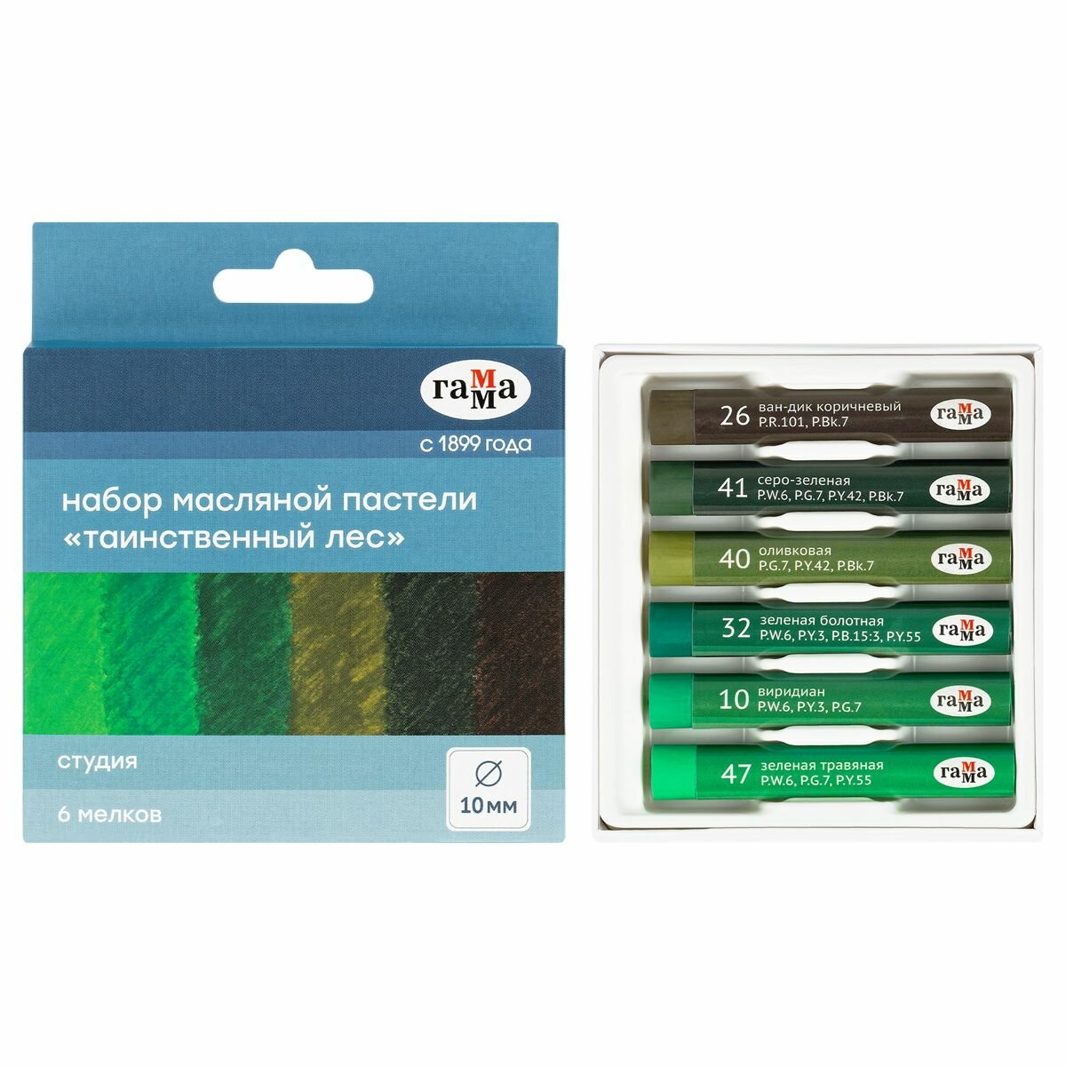 Пастель масляная Гамма "Студия", "Таинственный лес", 6 цветов