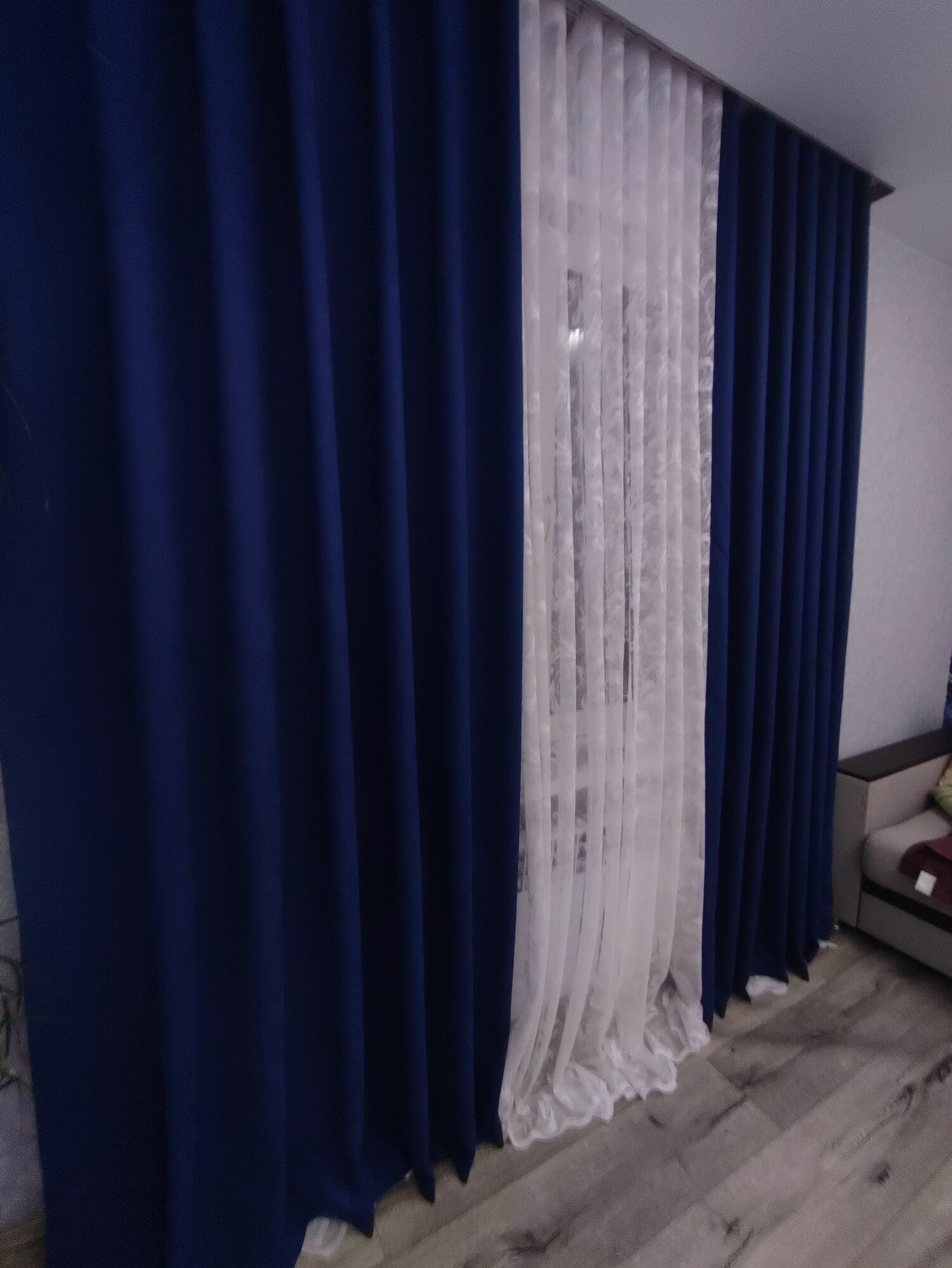 Комплект штор /канвас Люкс- Solo, цвет синий, 250*300