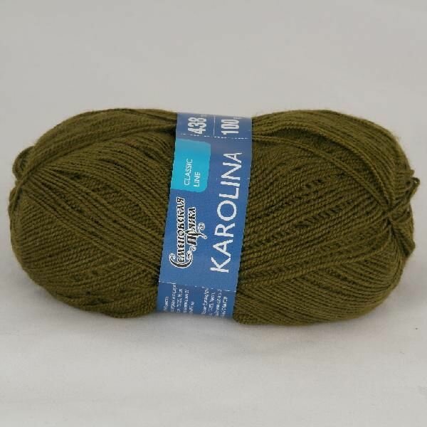 Пряжа Московская шерстопрядильная фабрика Каролина (Karolina) МШФ, хаки - 364, 100% акрил, 5 мотков, 100 г, 435 м.