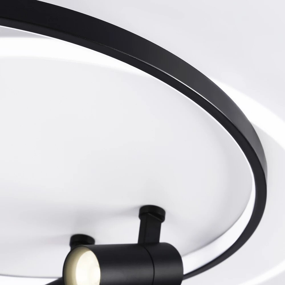 Настенно-потолочный светодиодный светильник с пультом FL51392/1+2 WH/BK белый/черный 3000K-6400K 65W 560*480*120 (ПДУ радио 2.4G)