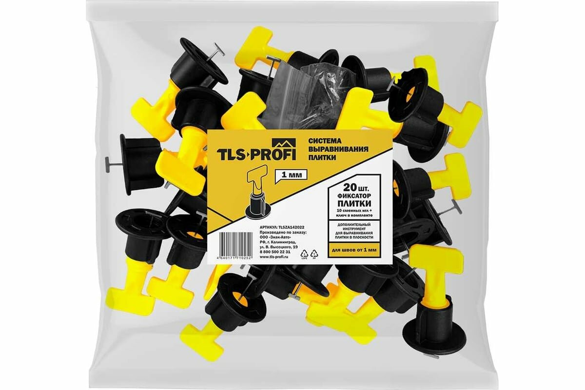 TLS-Profi TLSZA142022 Фиксатор плитки 1 мм, набор 20 шт, монтаж плитки для кафеля