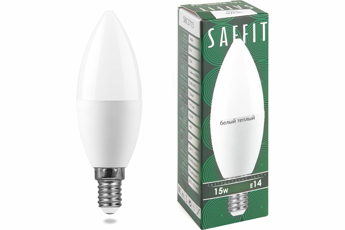 SAFFIT SBC3715 Свеча E14 LED 15W 2700K 55203 - светодиодная лампа для освещения дома