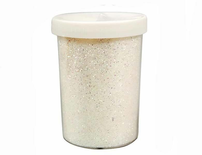 Блестящая присыпка белая перламутровая, пластиковый глиттер, 110 г, Kaemingk (Decoris)