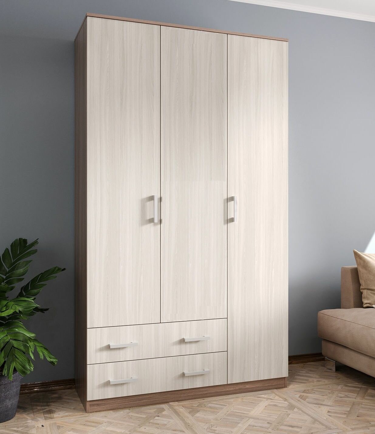 Шкаф 3-х ств Ясень шимо светлый, Ясень шимо темный 120