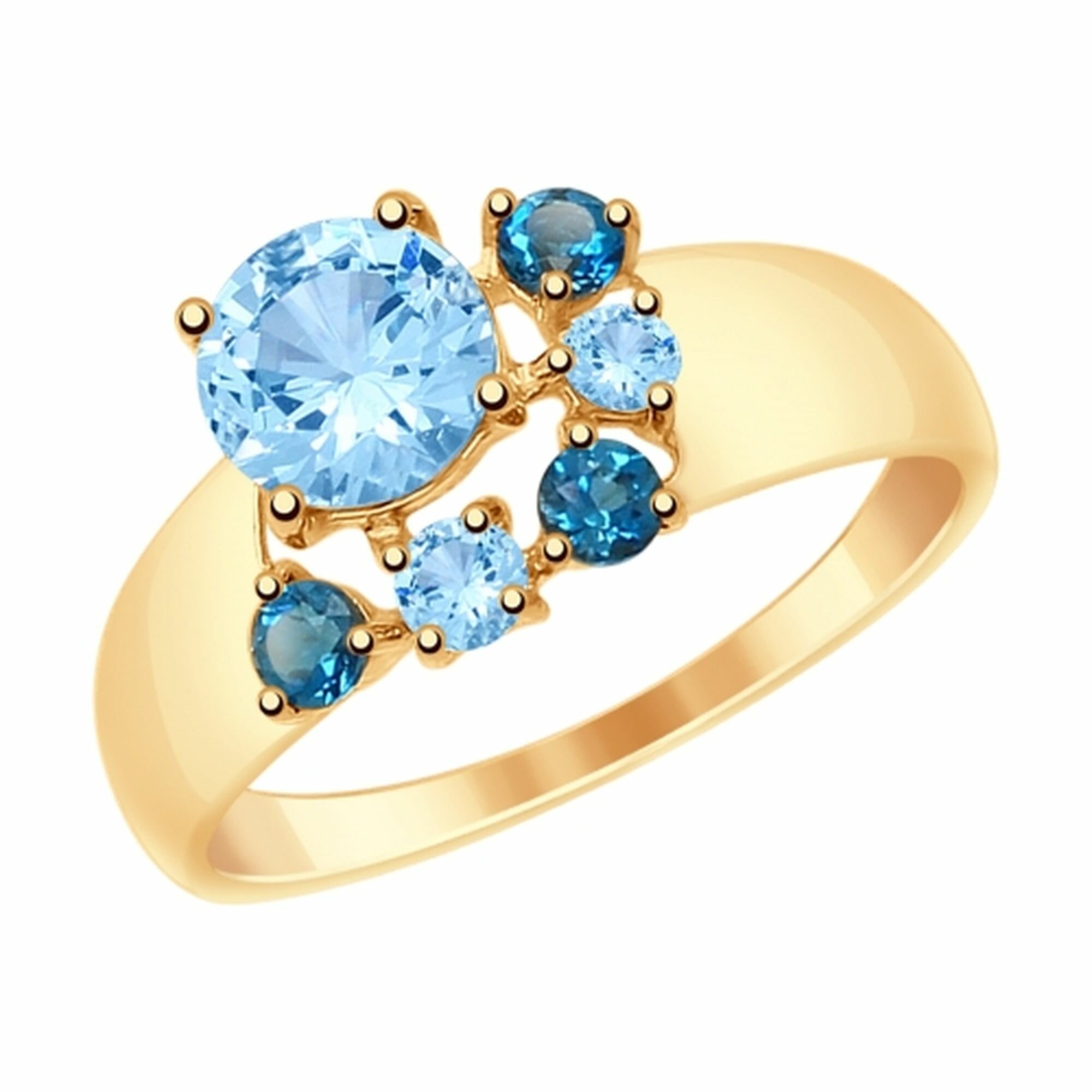 Кольцо, красное золото, 585 проба, Лондон топаз, топаз