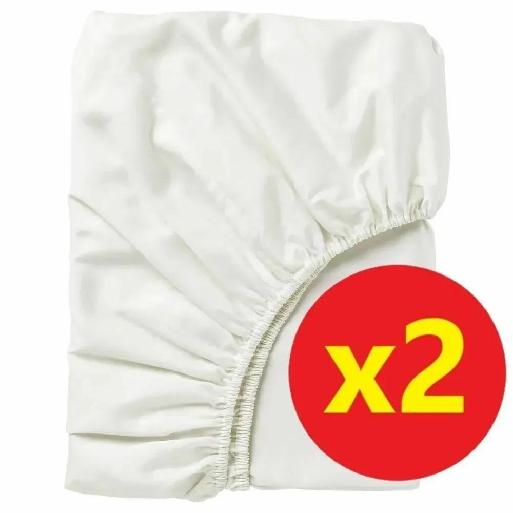 NATTJASMIN Простынь на резинке 140x200 см икеа, 2 шт натяжные/белые (s60351250)