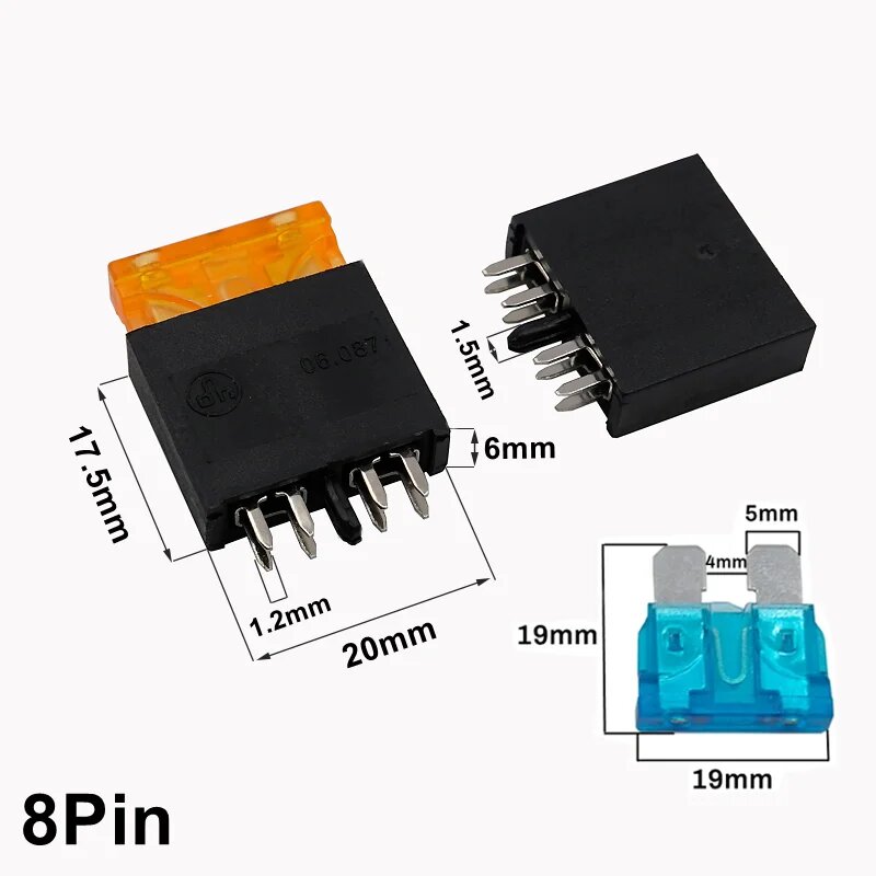 5 комплектов, автомобильный держатель предохранителя 250 в 30 А, горизонтальный держатель предохранителя, 2/8 контактов, монтаж панели печатной платы, стандартный держатель предохранителя с лезвием ATC 40A, 8Pin