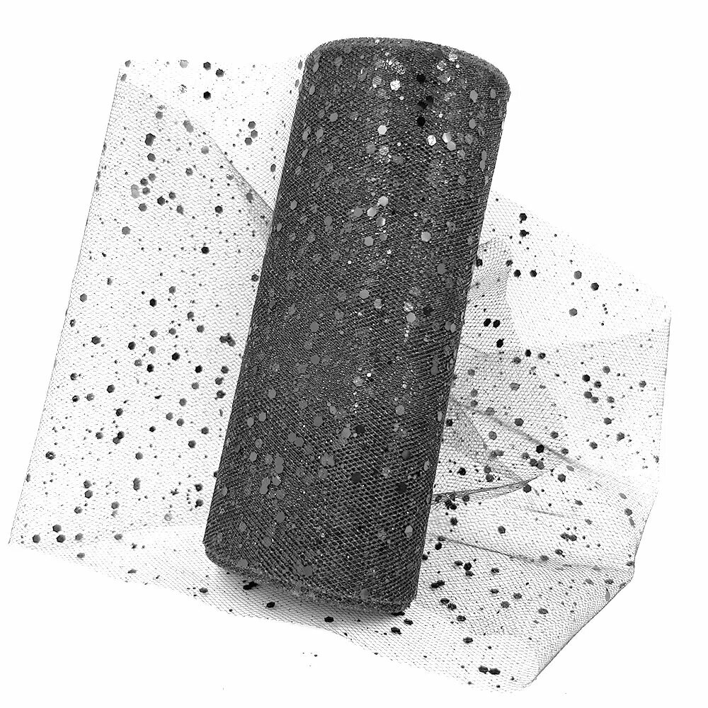 Блестящая тюлевая ткань 6 дюймов черный