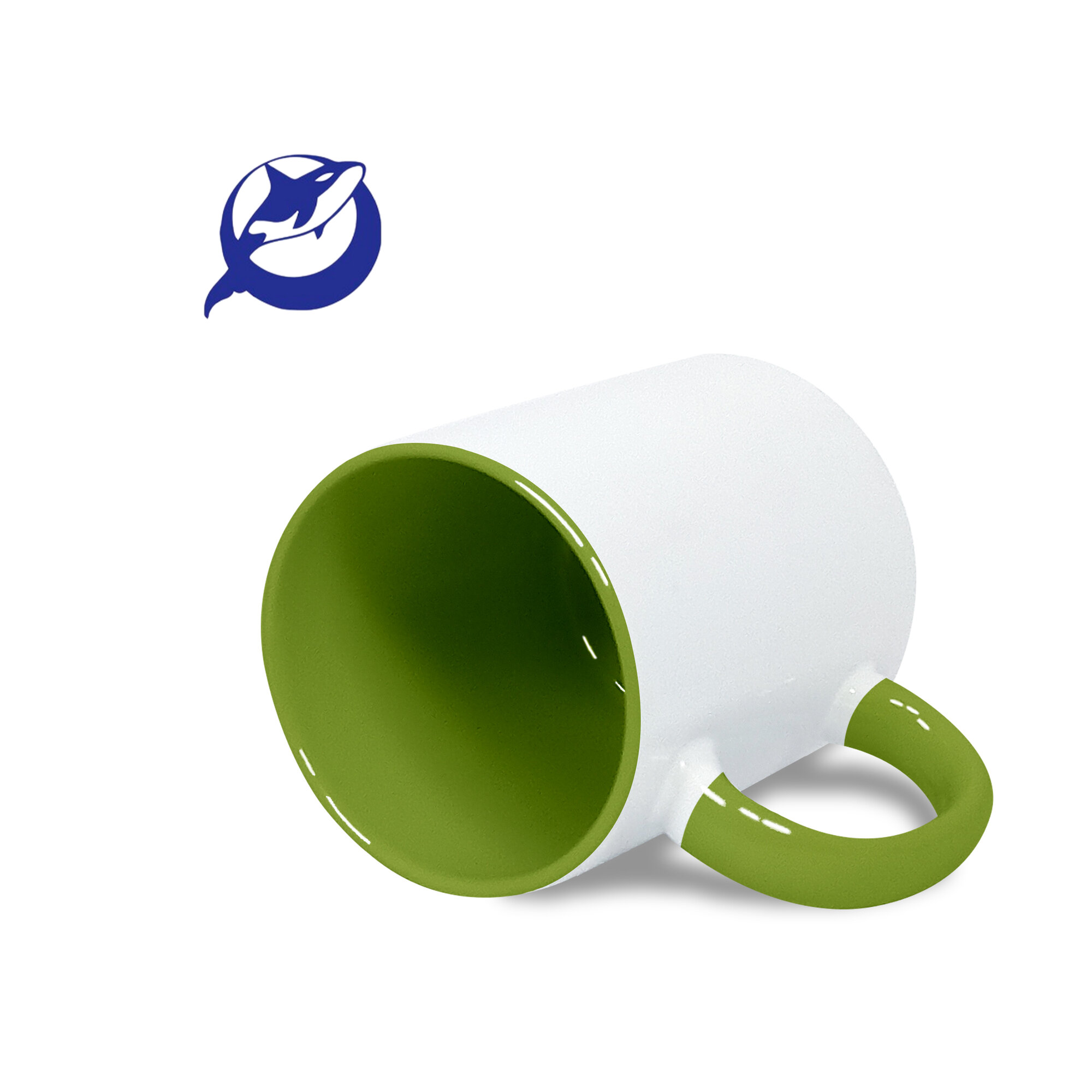 Кружка белая, цветная внутри и ручка, 330мл (премиум) Салатовая