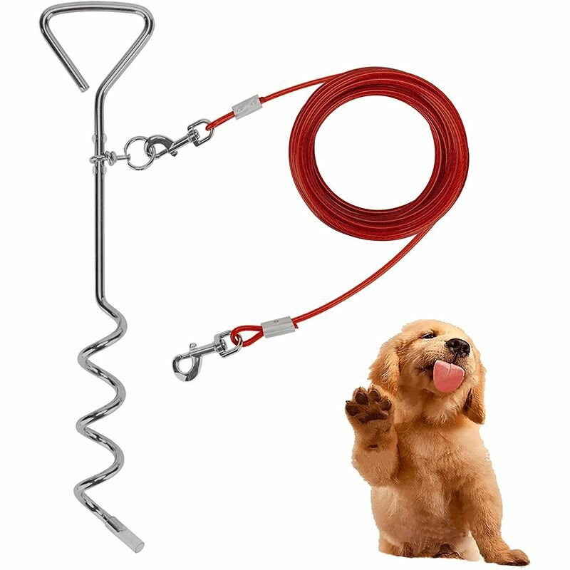 Привязной трос для собак и светоотражающий столб длиной 16 футов на открытом воздухе, во дворе и в кемпинге, для средних и крупных собак весом до 100 кг