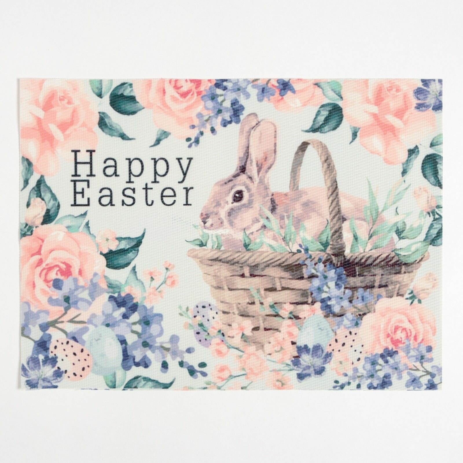 Салфетка на стол "Доляна" Happy Easter зайчик в корзинке, поливинилхлорид 40х29см