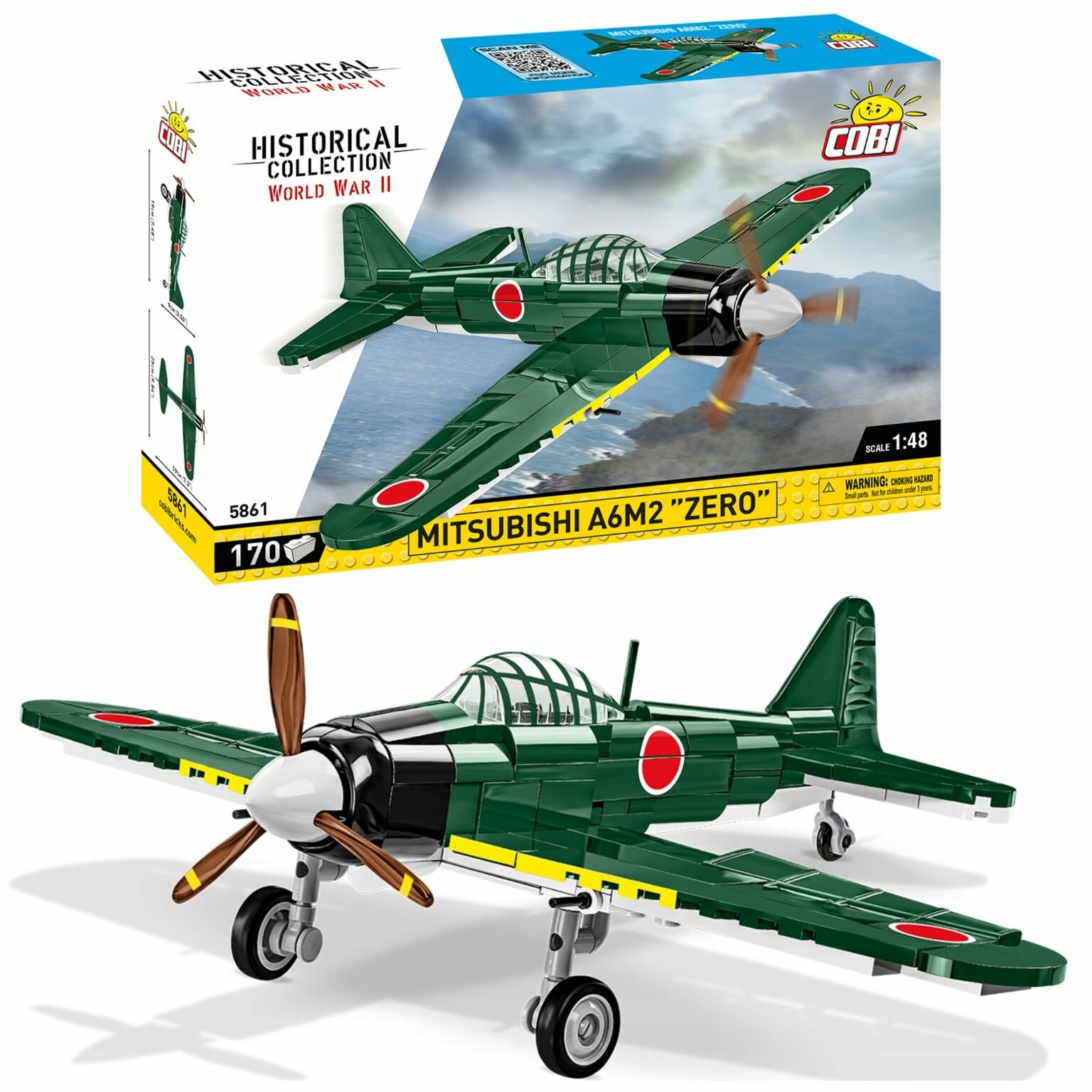 Конструктор пластиковый Cobi Mitsubishi A6M2 Zero - Военный истребитель - 170эл. - Коби 5861