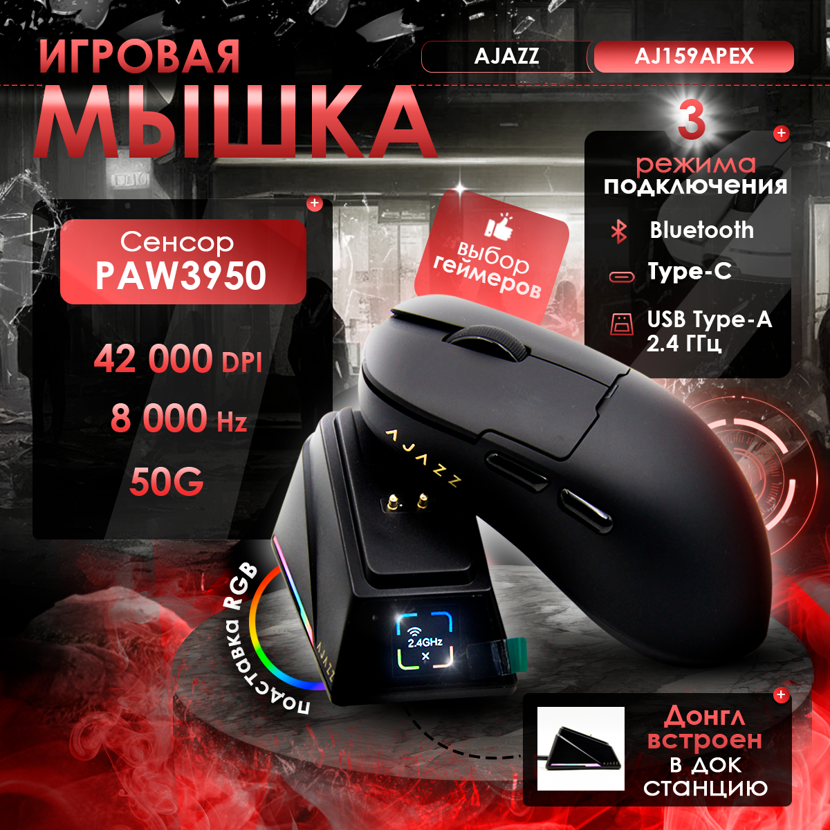 Мышь ajazz aj159 apex — купить по низкой цене на Яндекс Маркете