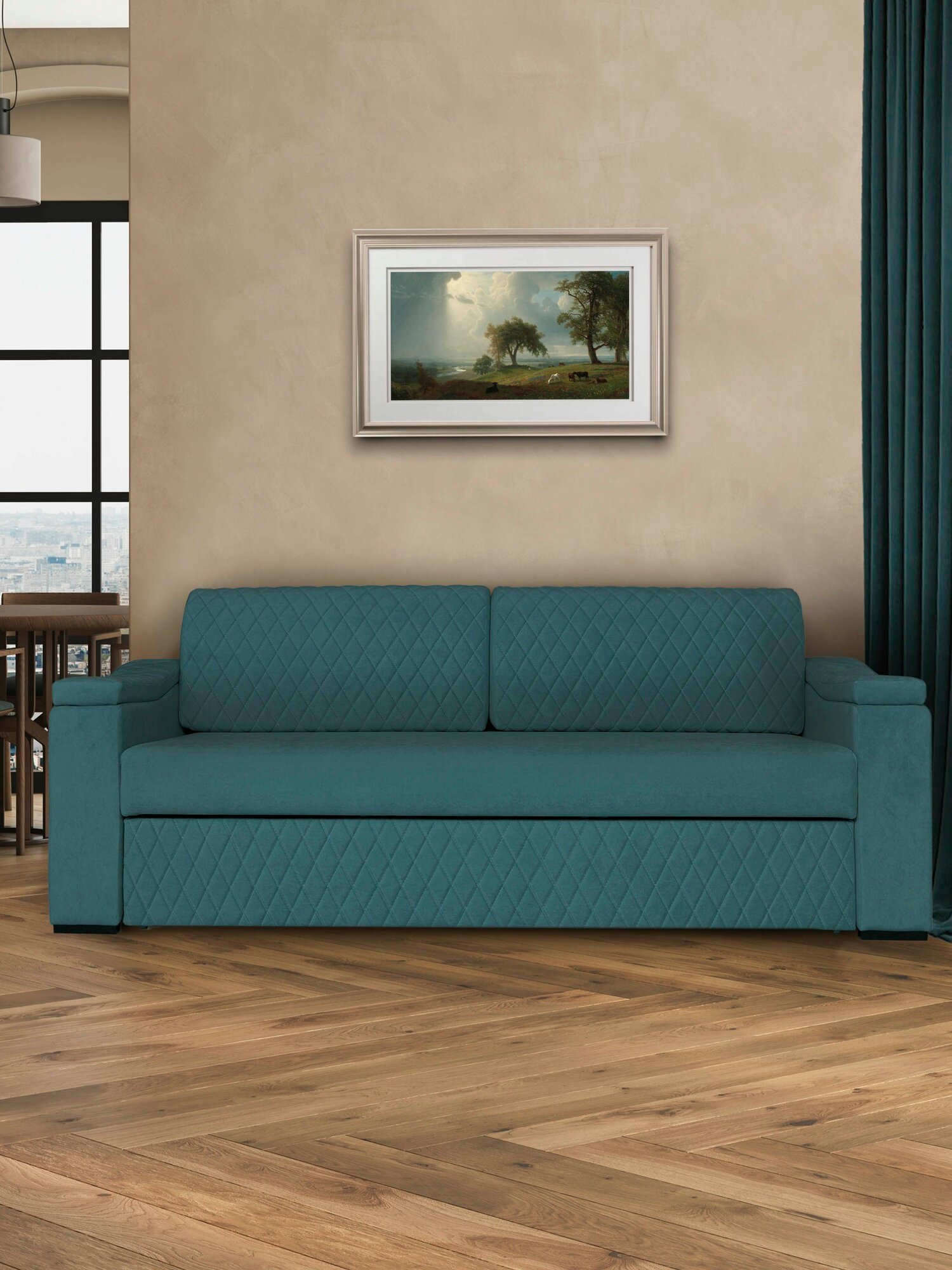 Диван-кровать "Денвер MARLEN", велюр, раскладной, спальное место 200х198 см,