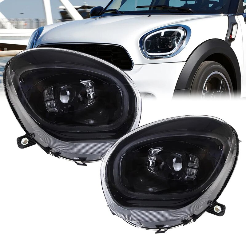 Пара автомобильных светодиодных фар для BMW Mini Cooper Countryman R60 2010-2016, обновление светодиодных передних фар дальнего света в сборе Plug and Play