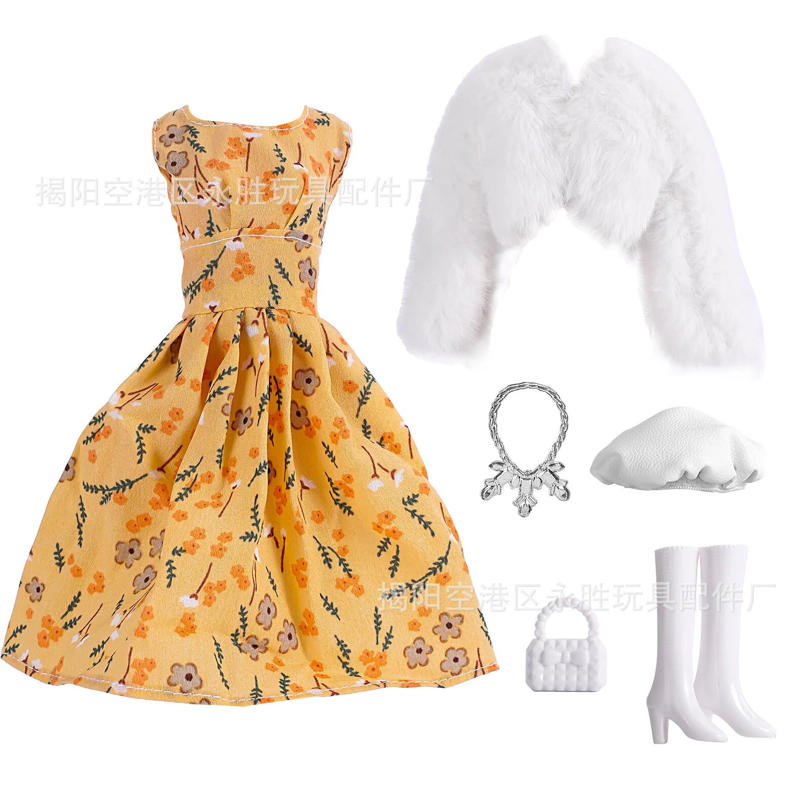 1 комплект новой кукольной одежды с цветочным принтом, сумка-труба, верхняя одежда для 11,5 дюймов, 30 см, кукла Барби, шляпа, обувь для девочек, игрушка в подарок