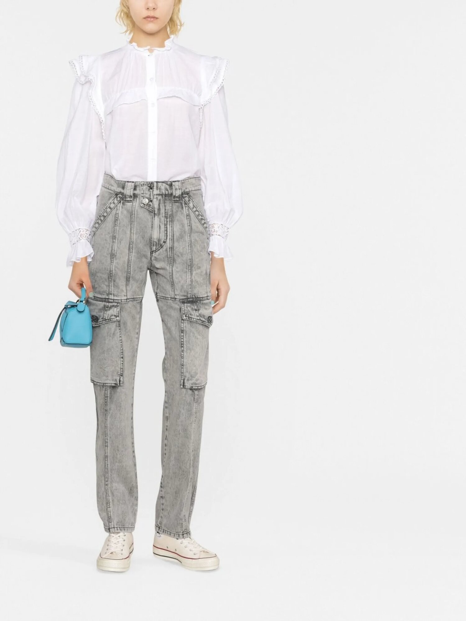 Джинсы Isabel Marant Distressed-finish denim jeans, размер 36, серый — фото 1