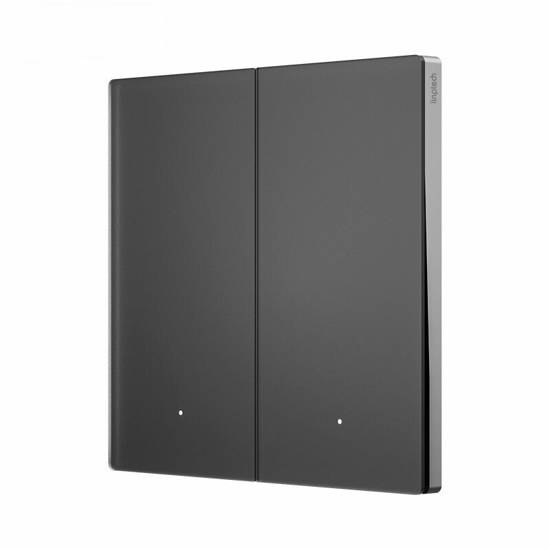 Умный выключатель двухклавишный с нулевой линией Xiaomi Linptech Ultra-Thin Glass Panel Smart Switch Zero Fire Gray (E3 Pro)